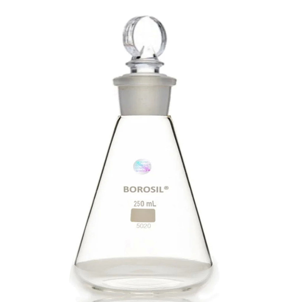 Conical Flask with Glass Stopper Glass Borosil – aseschem
